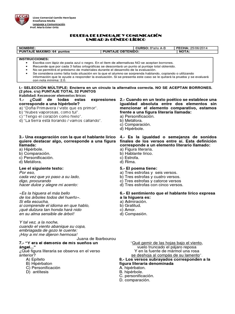 Prueba Poesia | PDF | Metro (poesía) | Poesía