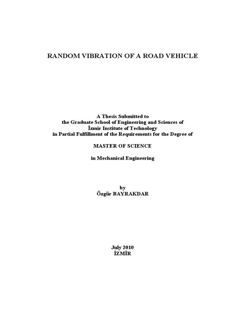 Random Vibration in Road Vehicles | PDF | Science & Mathematics | Computers