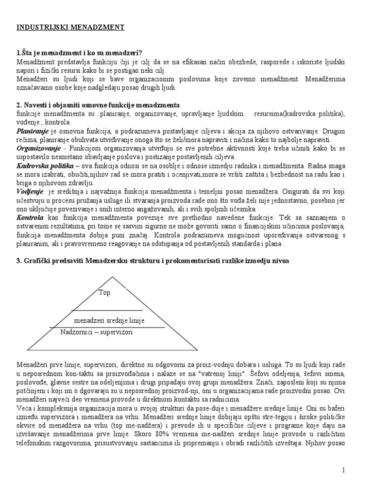 Industrijski Menadzment | PDF