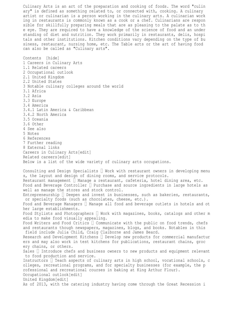 Culinary | PDF | Restaurants | Chef