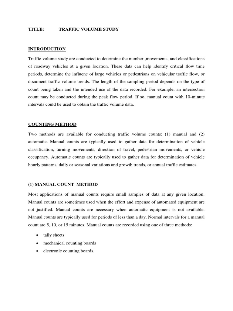 Traffic Volume Study | Download Free PDF | Traffic | Truck