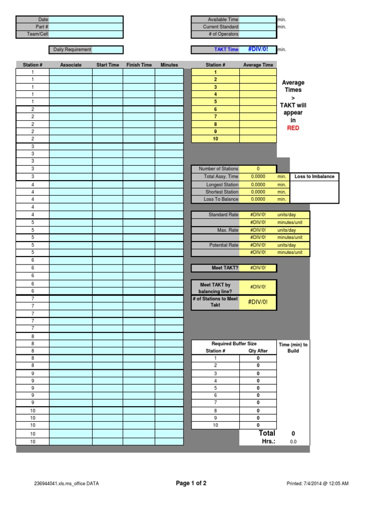 Line Balancing Sheet | PDF | Home & Garden | Computers