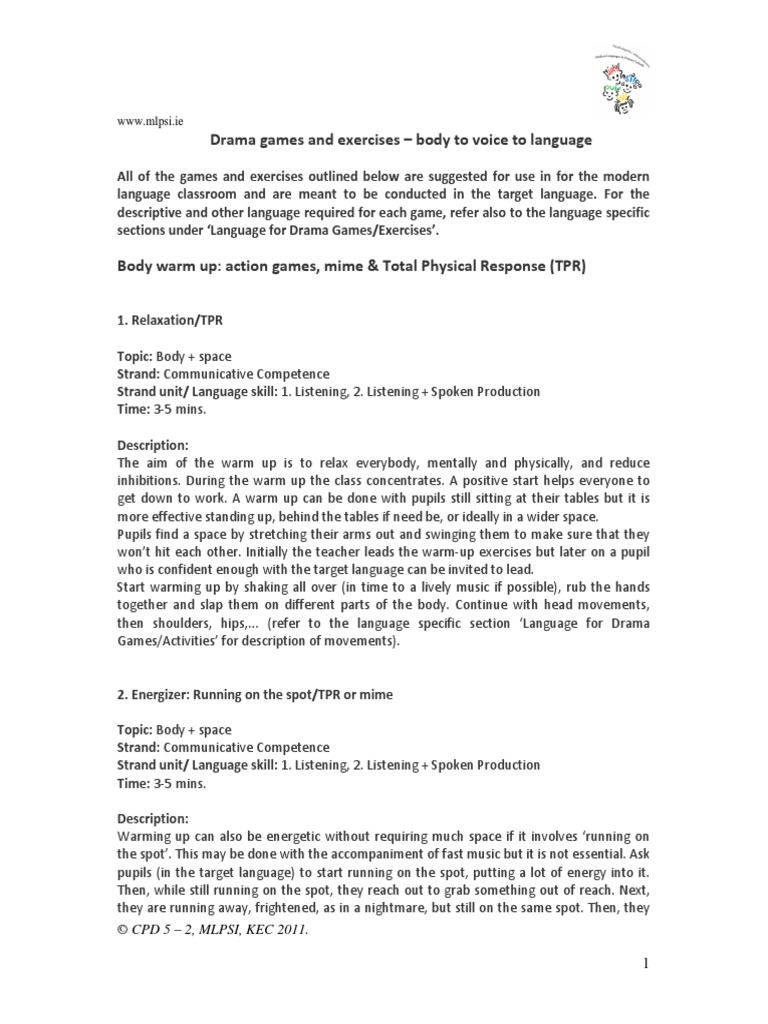 2 Drama Games and Exercises | PDF | Gesture | Emotions