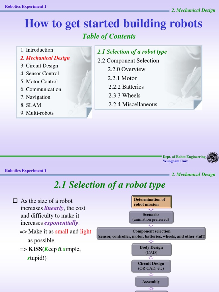 Robotics Experiment 1: Mechanical Design Guide | PDF | Robotics | Robot