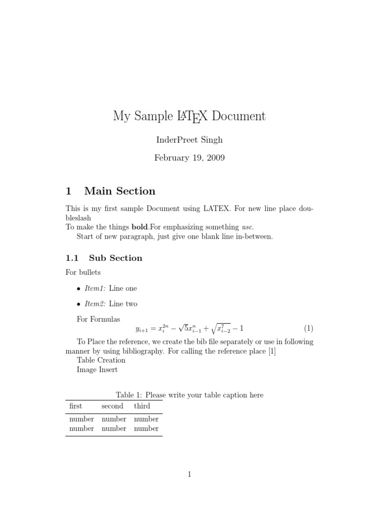 Sample LATEX Document Overview | PDF