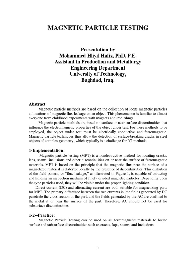 Magnetic Particle Testing-1 | PDF | Nondestructive Testing | Magnetic Field