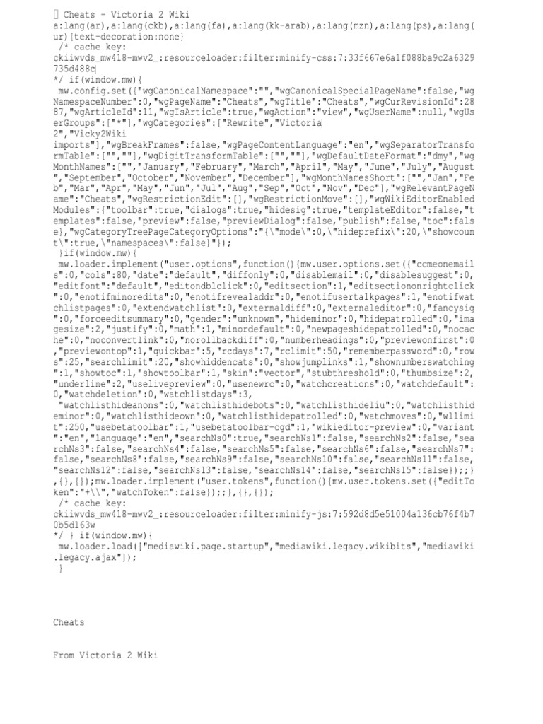 Cheats - Victoria 2 Wiki | PDF | Command Line Interface | Wiki