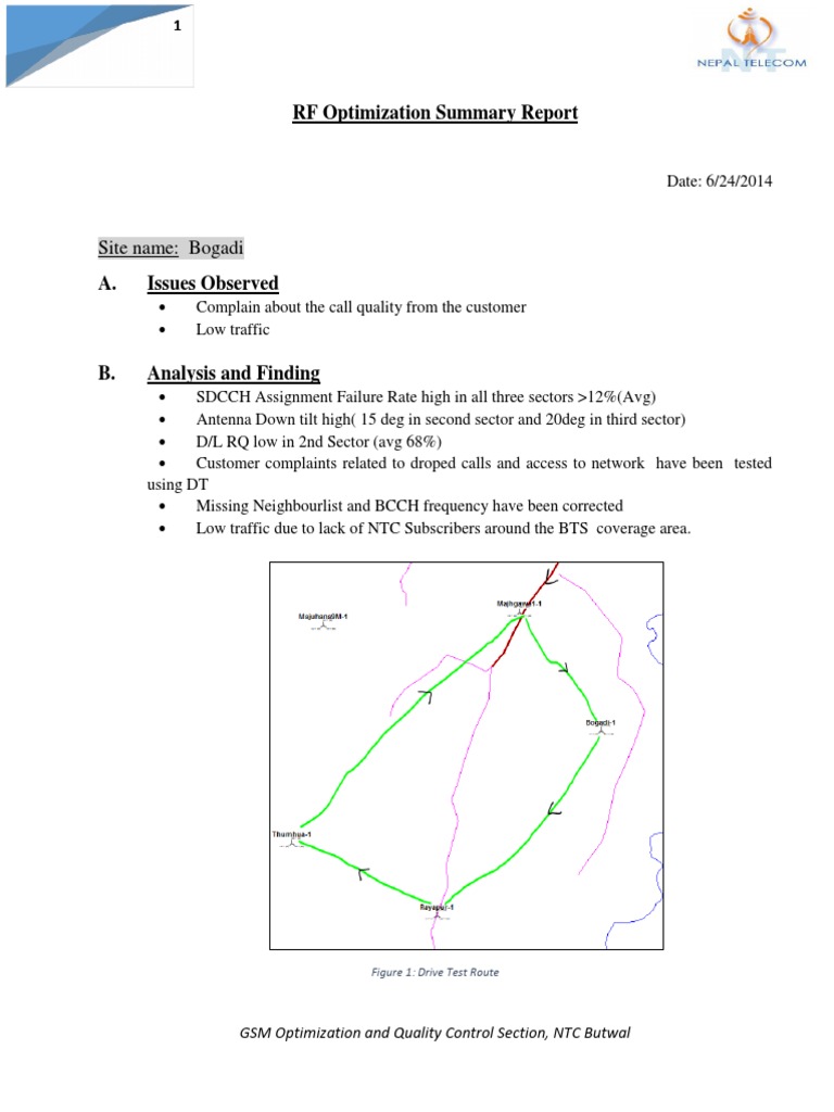 GSM Optimization Report for Bogadi | PDF