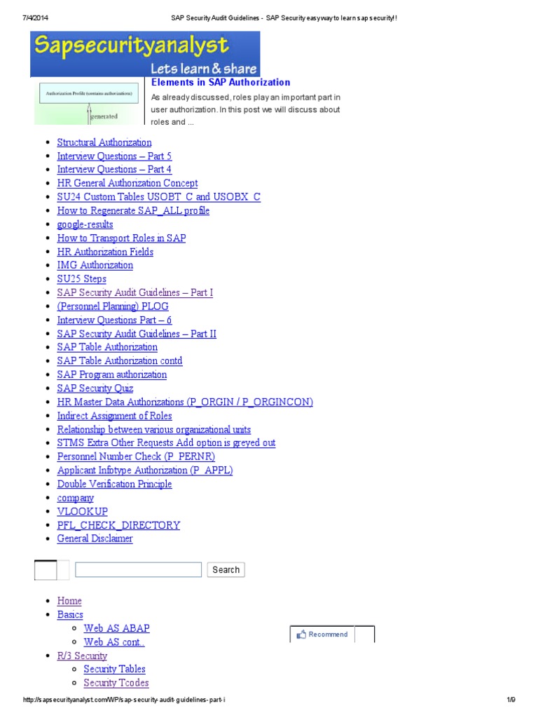 SAP Security Audit Guidelines Overview | PDF | Login | Password