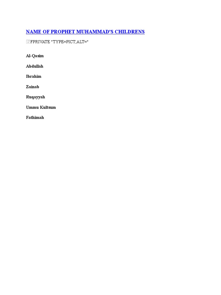 Name of Prophet Muhammad's Childrens | PDF