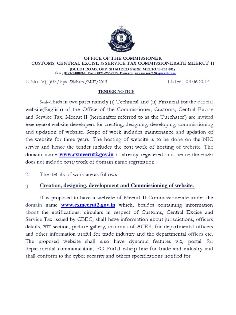 V (1) 03/sys.: Office of The Commissioner Customs, Central Excise ...