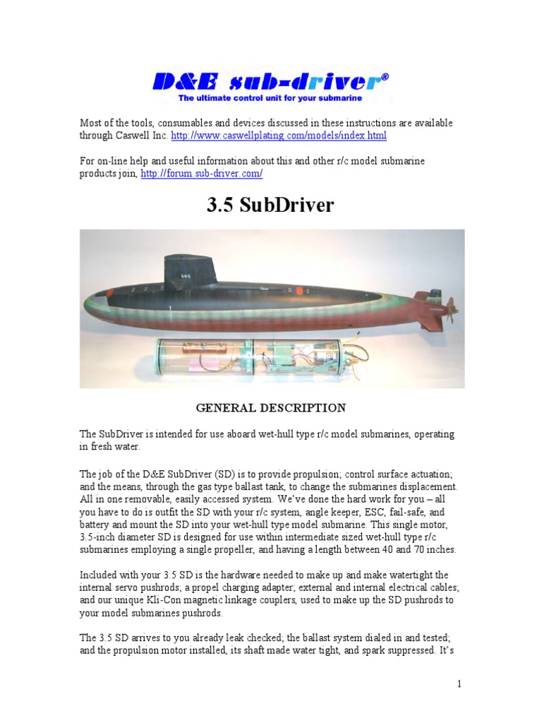 Sub Driver Instructions | PDF | Submarines | Radio Control