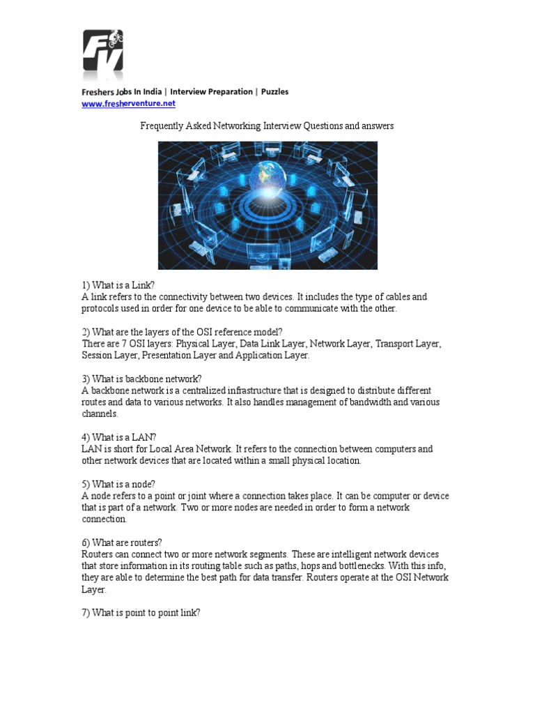 Networking Interview Questions and Answers | PDF | Gateway (Telecommunications) | Communications ...