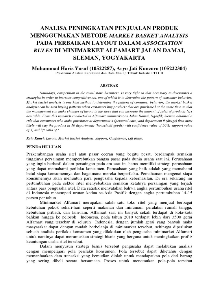 Market Basket Analysis Swalayan | PDF | Pengelolaan Keuangan & Uang