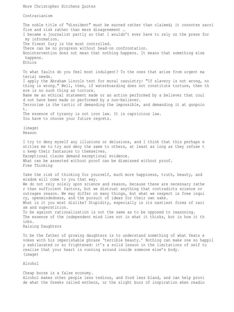 More Christopher Hitchens Quotes | PDF | Religion And Belief | Science