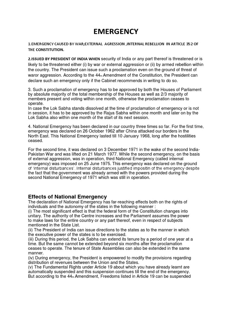 Emergency: Effects of National Emergency | Download Free PDF | State Of ...
