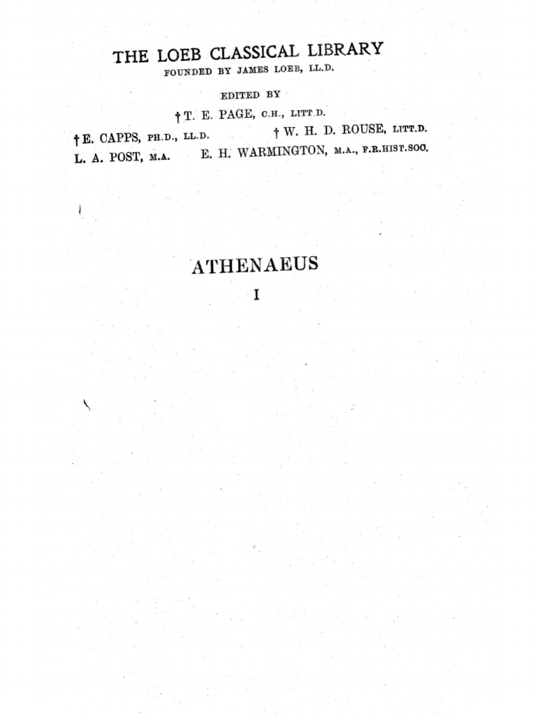 Athenaeus - Deipnosophistae - Gulick - I | PDF