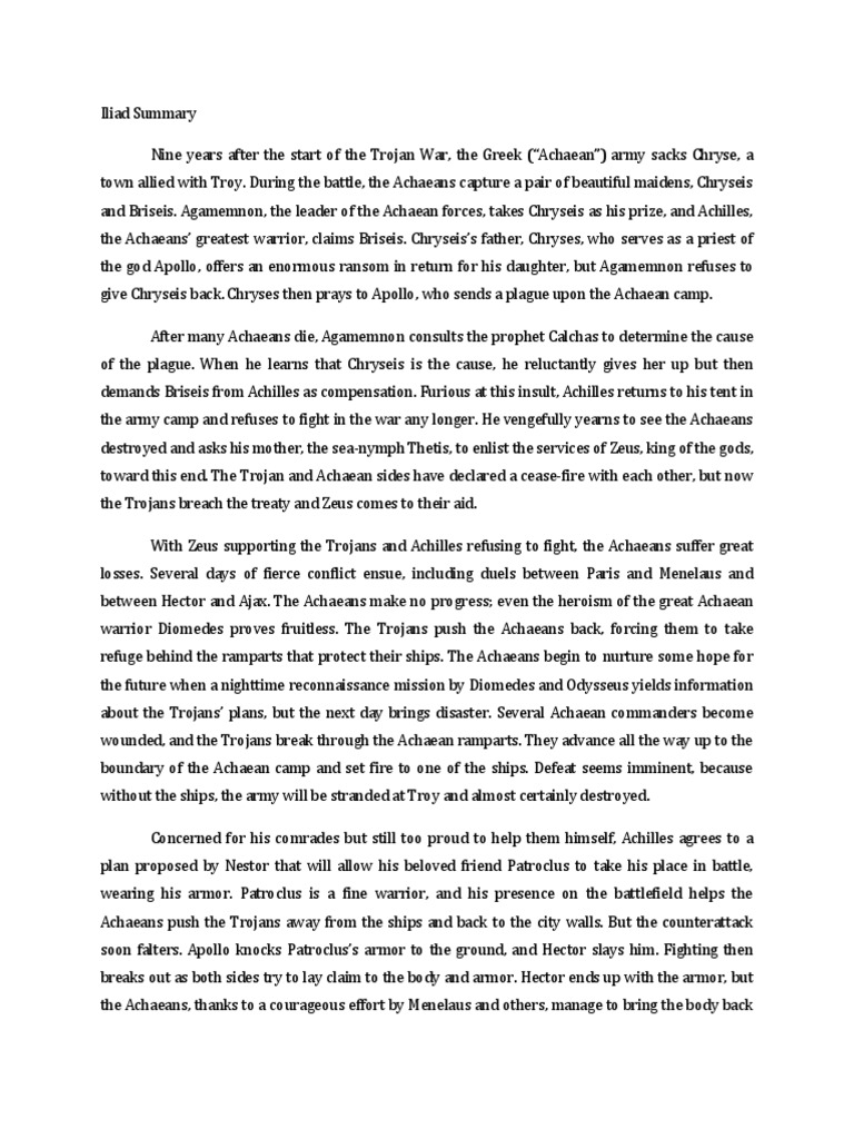Iliad Summary | Achilles | Hector
