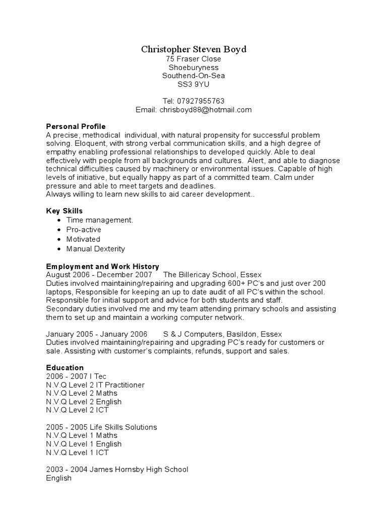 Christopher Steven Boyd: Personal Profile | PDF