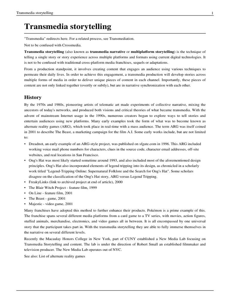 Transmedia Storytelling PDF | PDF | Communication | Leisure