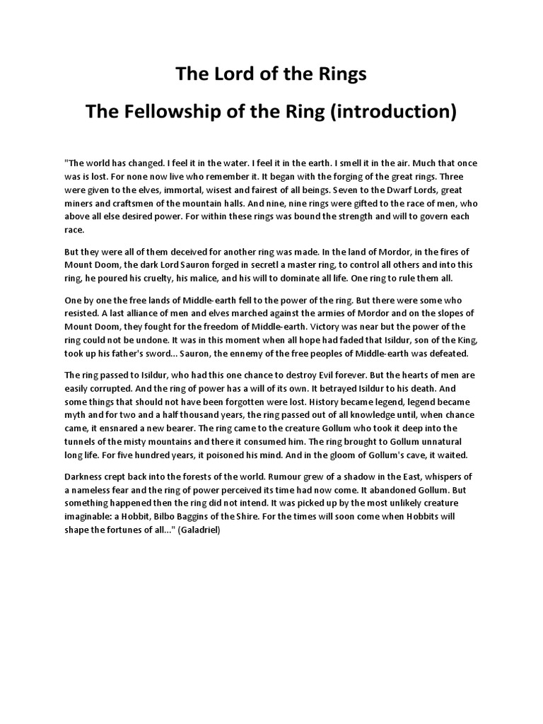 The Lord of The Rings - Introduction | PDF | Middle Earth | The Lord Of ...