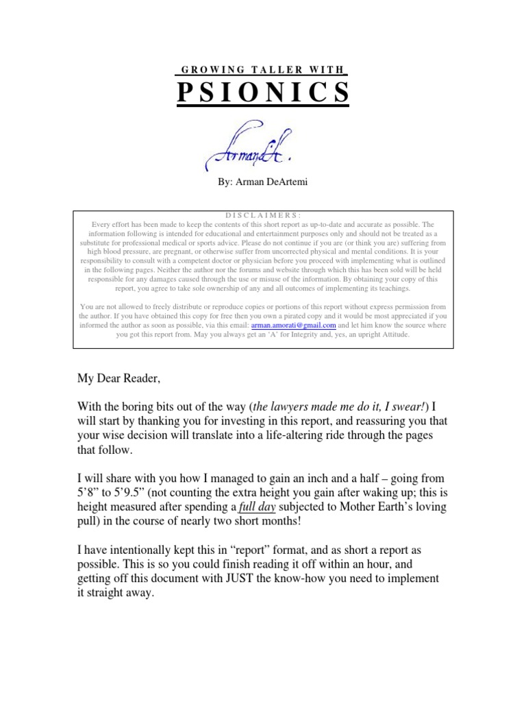 Arman DeArtemi - Growing Taller With Psionic | PDF | Atoms | Nature