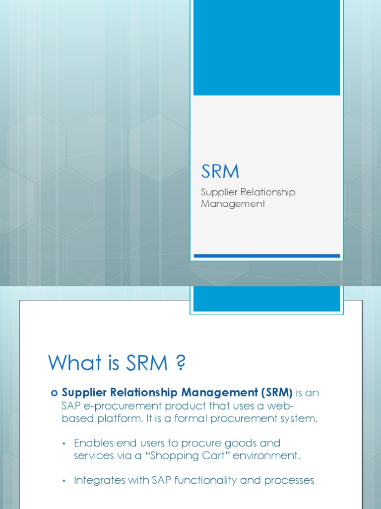 SRM Overview | PDF | Procurement | Enterprise Resource Planning