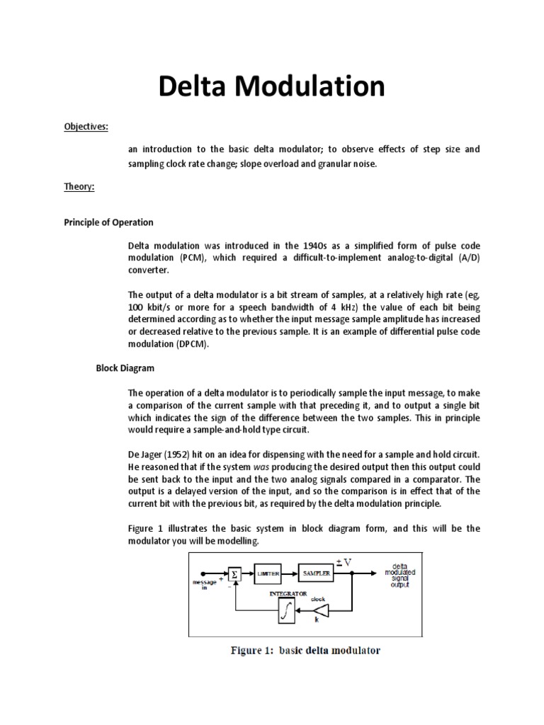Delta Modulation | PDF | Sampling (Signal Processing) | Modulation