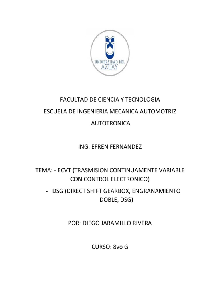 Sistema Ecvt y Cajas DSG | PDF | Engranaje | Transmisión (Mecánica)