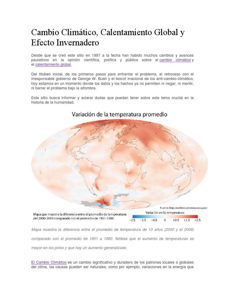 Cambio Climático y Calentamiento Global | PDF | Calentamiento global ...
