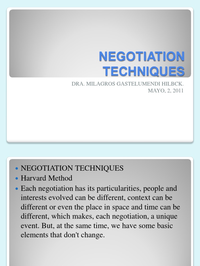 Negotiation Techniques-The Harvard Method | PDF | Negotiation | Epistemology