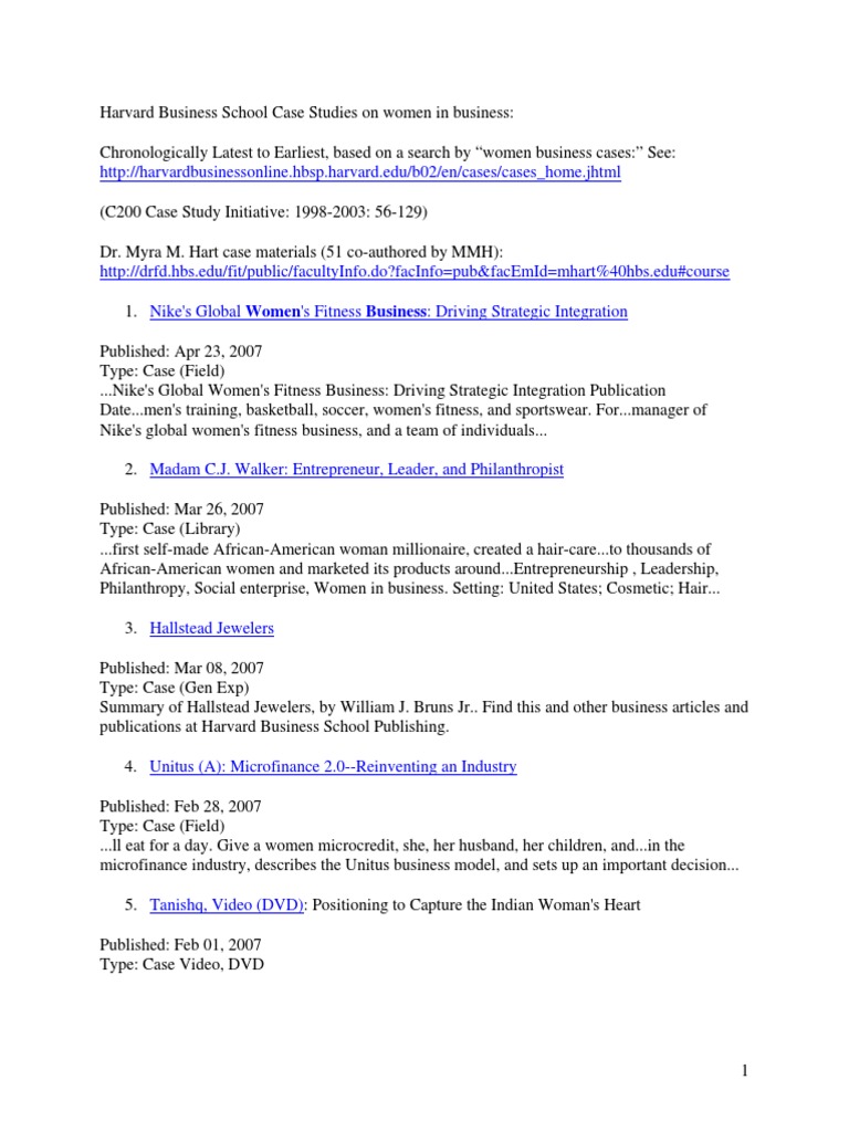 Hbs Case Studies Pdf Entrepreneurship Startup Company