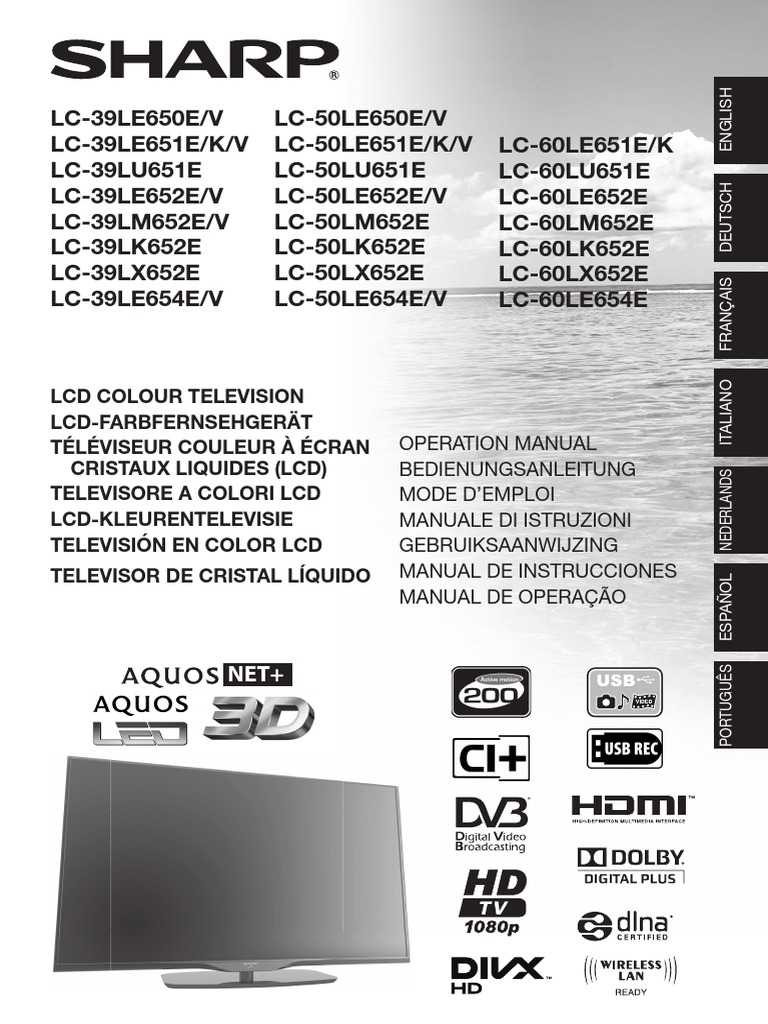 SHARP Lc60le650 Es | PDF | Televisión via satélite | Televisión
