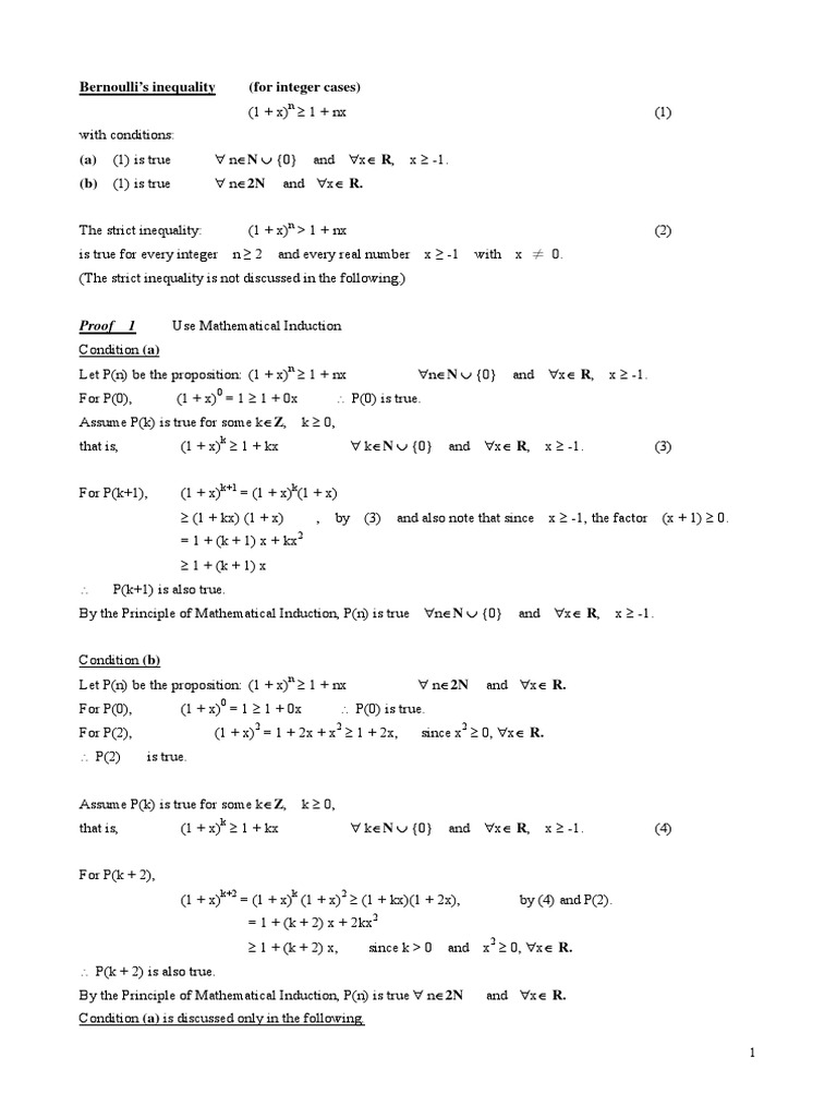 Bernoulli Inequality Theorem Mathematical Proof