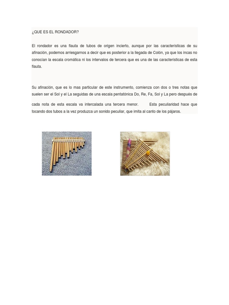 El Rondador: Flauta Ecuatoriana Musical | PDF