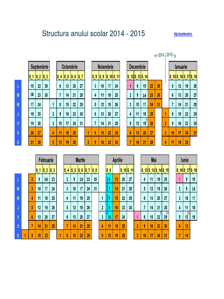Calendar Scolar 2014 2015 | PDF