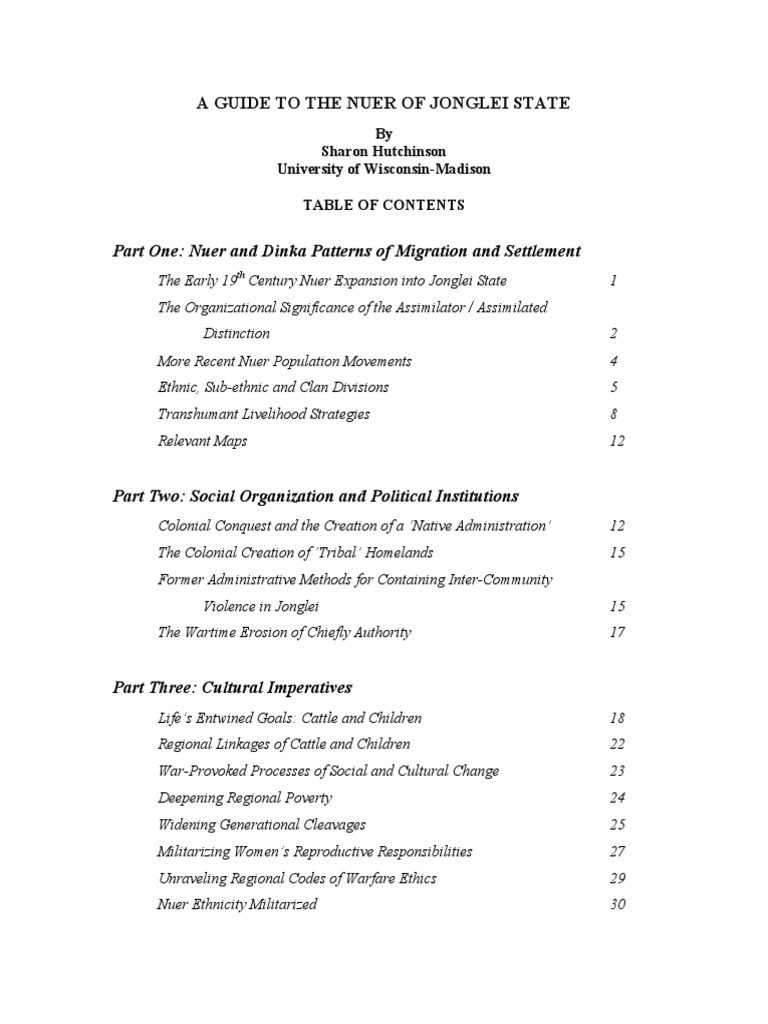 Nuer Migration Patterns in Jonglei State | PDF | Kinship | Marriage