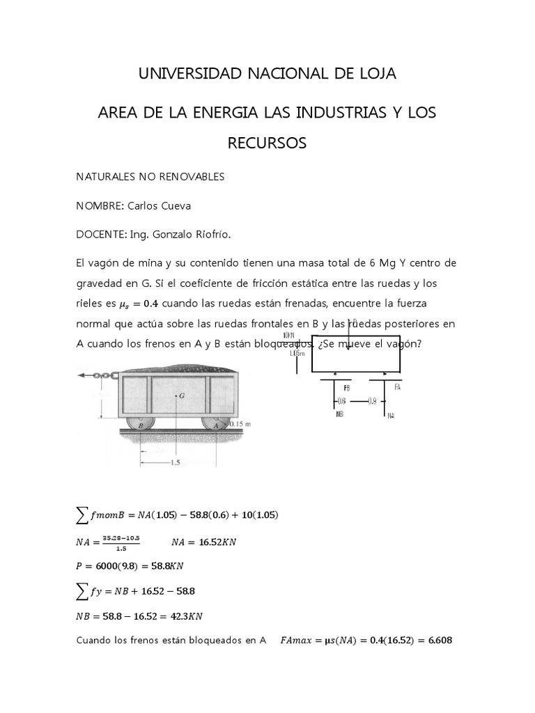 Deber de Estatica Sistemas de Fuerza | PDF