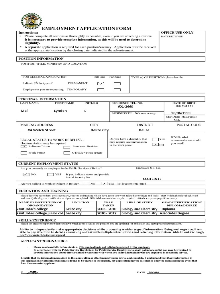 Gov Emp Application | Download Free PDF | Employment | Government ...