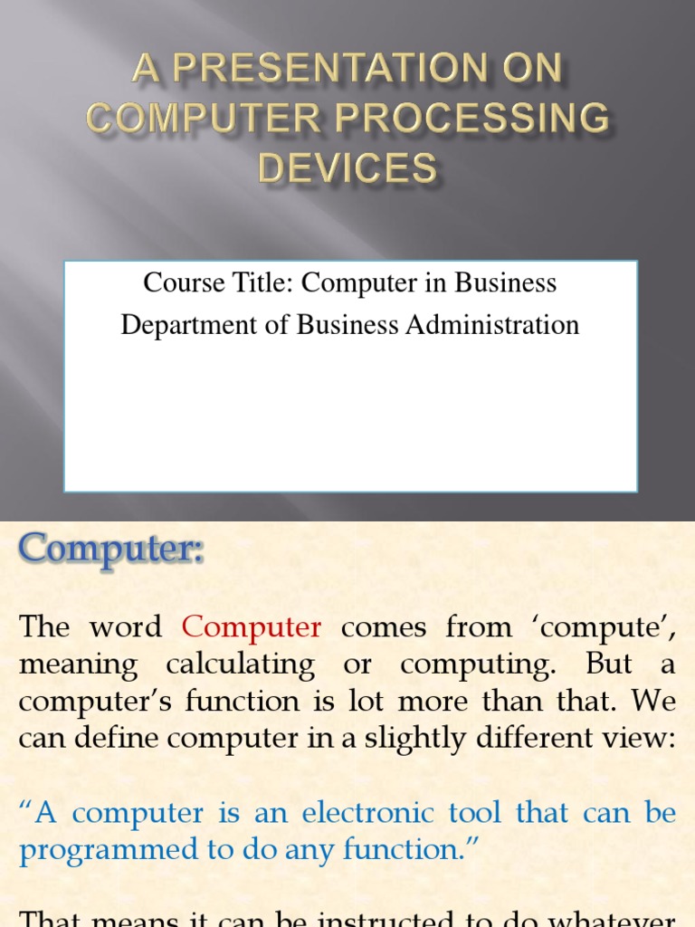 Computer Processing Devices | PDF | Central Processing Unit | Computer Program