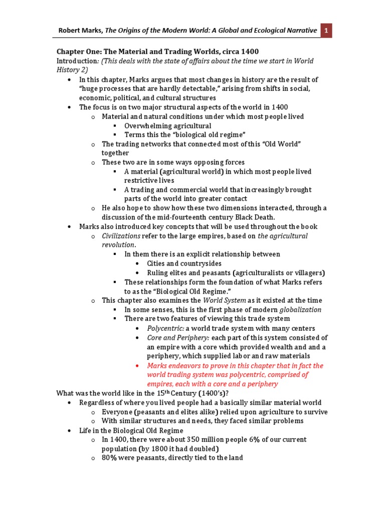 Notes On Origins of The Modern World | PDF | Famine | Trade