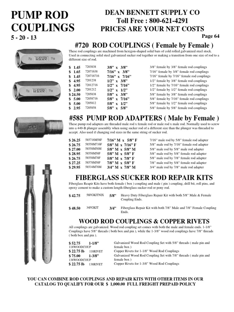 Pump Rod Couplings and Adapters Guide | PDF | Industries | Mechanical ...