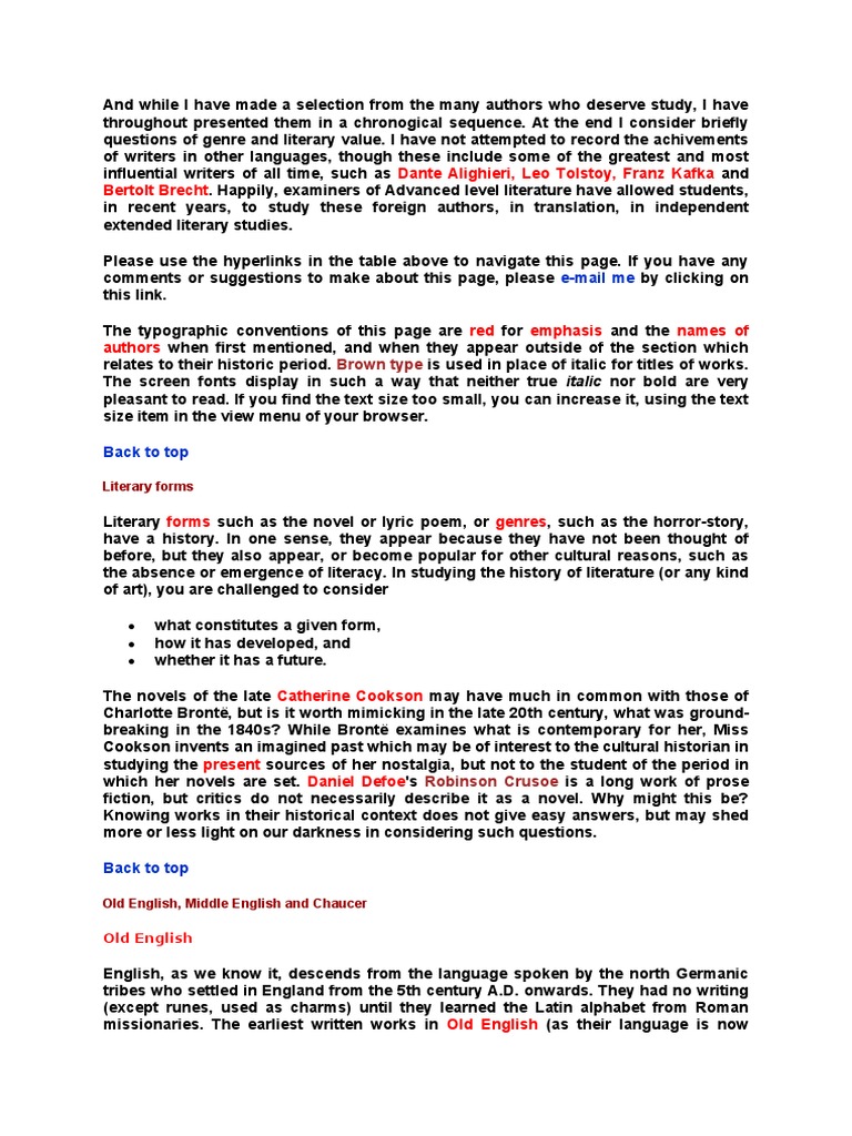 Short Intro To ENGLISH LITerature | PDF | Romanticism | George Eliot