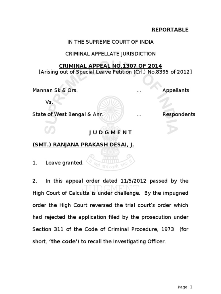 Court Can Recall Any Witness Even If Once That Power Under S.311 CRPC | PDF | Social ...