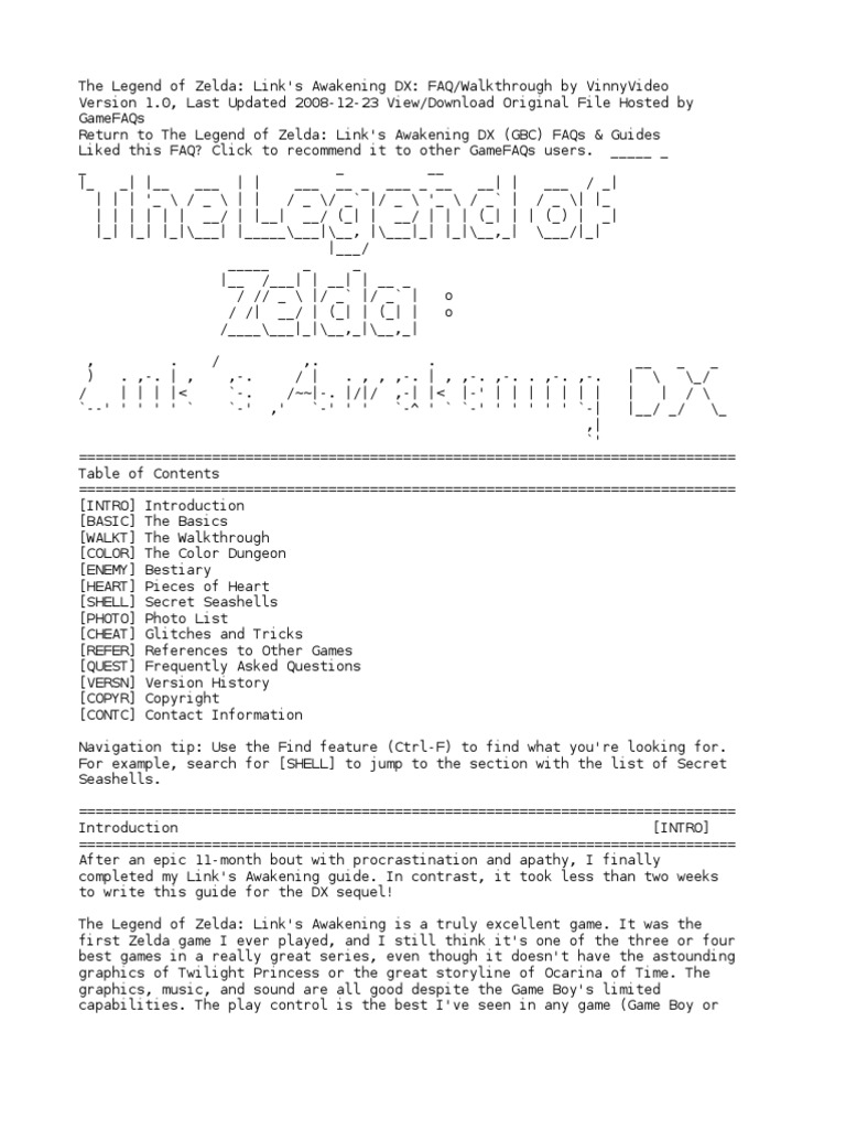 The Legend of Zelda - Link's Awakening | PDF | Leisure | Sports