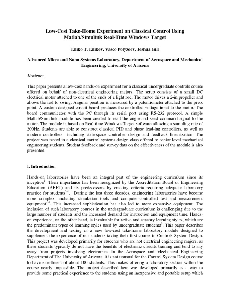 ASEE2010 Pendulum | PDF | Control Theory | Microcontroller