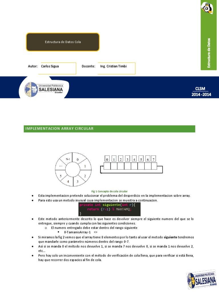 T8 Implementacion Cola Circular | PDF | Cola (tipo de datos abstractos ...