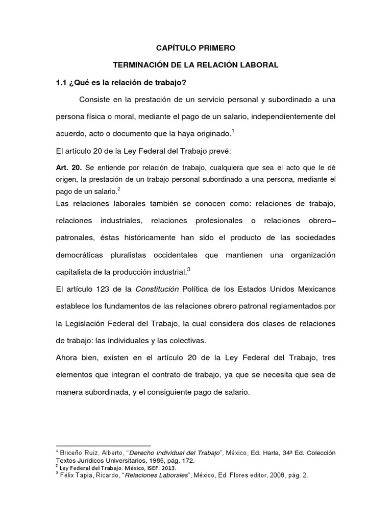 Terminación de La Relación Laboral | PDF | Relaciones laborales ...