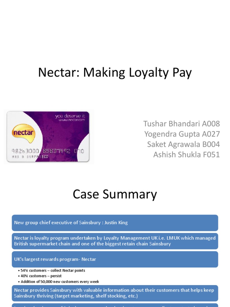 Nectar Presentation | PDF | Loyalty Program | Business Economics