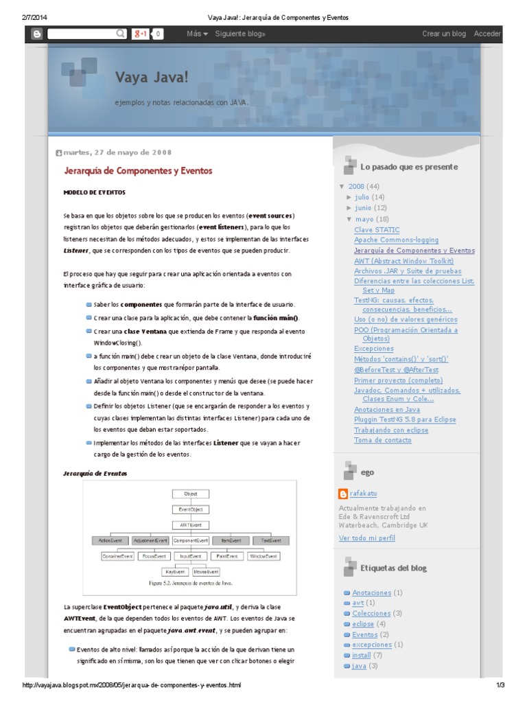 Jerarquía de Eventos en Java AWT | PDF | Java (lenguaje de programación ...